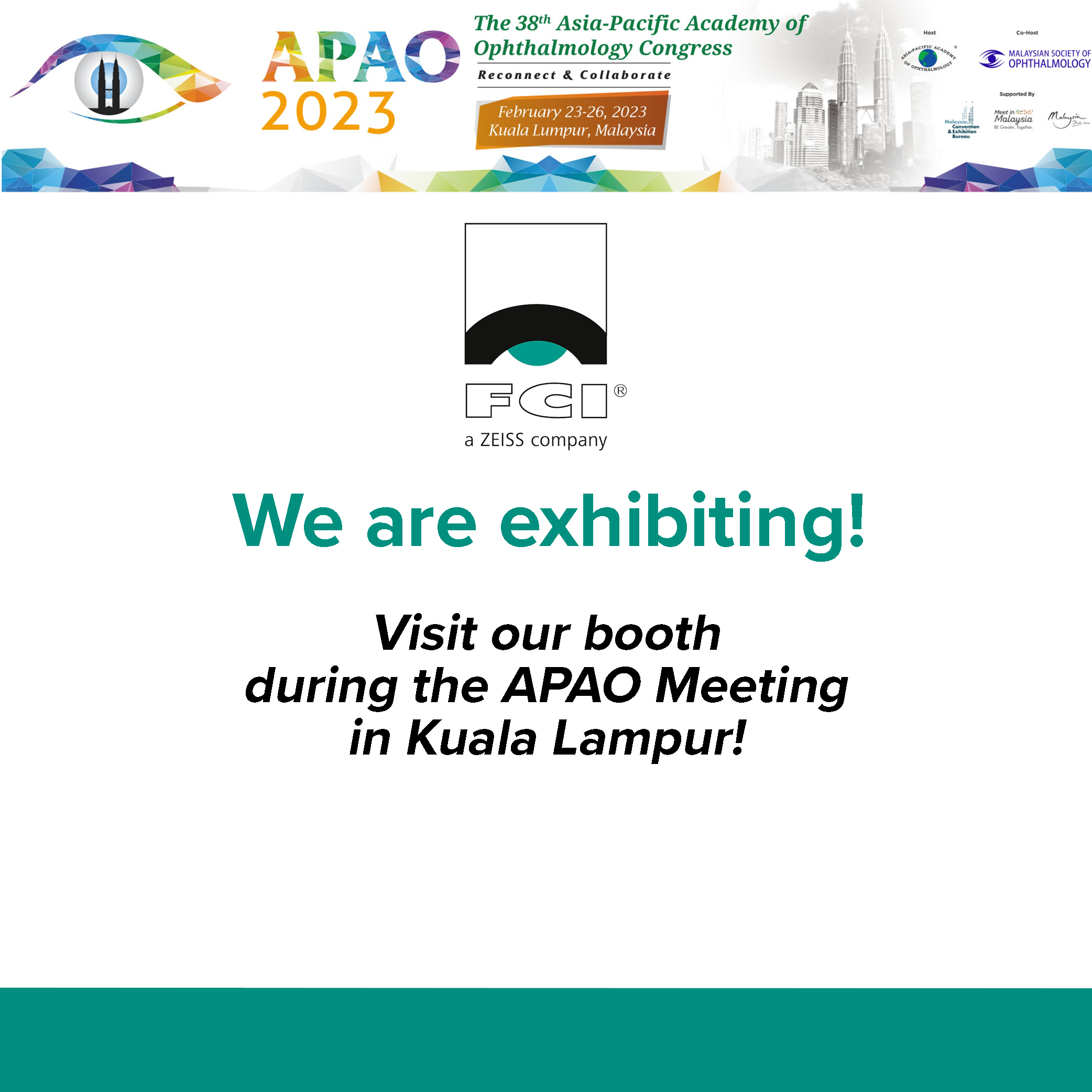 APAO 2023 | The 38th Asia-Pacific Academy of Ophthalmology Congress | Kuala Lampur, Malaysia - FCI